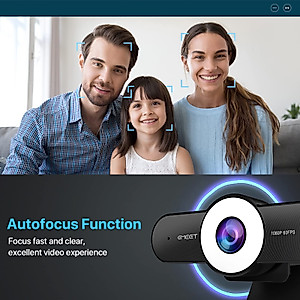 EMEET 1080P Webcam with Microphone - 60FPS Streaming Camera with Light, 3 Level Lights, 2 Noise-Cancelling Mics, C970L Computer Camera with Privacy Mode, Autofocus HD Webcam for Meeting/Gaming/Class