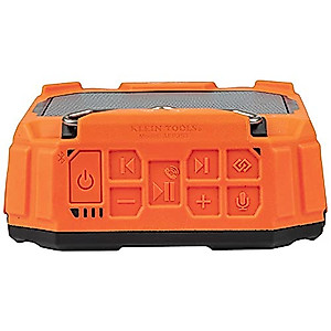 Klein Tools AEPJS3 Bluetooth Jobsite Speaker With Magnet and Hook, 20-Hr Run Time, Charge Devices Via USB A or C Ports, Daisy Chain for Pairing, Hands Free Capable, IP54 Dust and Water Resistant