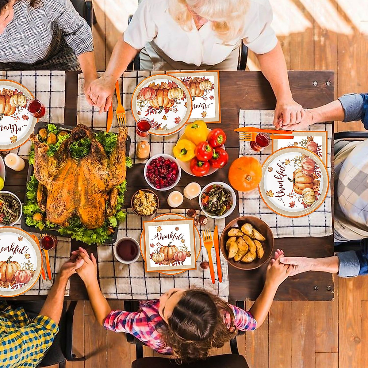 Daisy Flower Party Supplies Tableware Set White Daisies Flowers Summer Spring Theme Party Decorations Including Paper Plates Napkins Forks for Wedding Birthday Baby Bridal Shower (Orange,24 Guests)