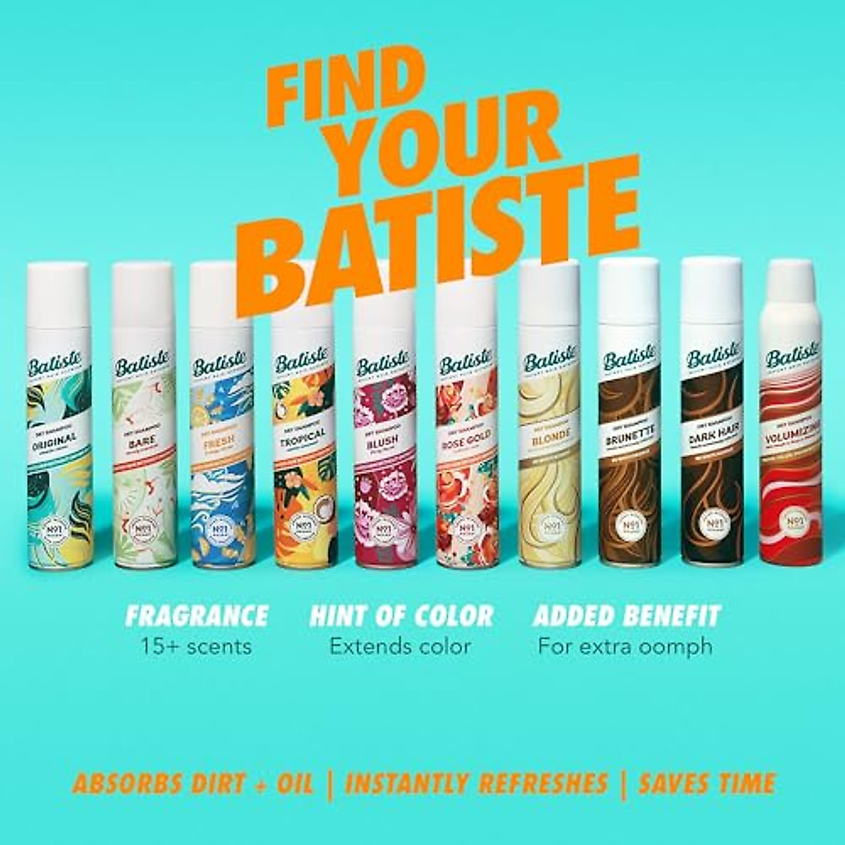 Batiste Dry Shampoo, Tropical Fragrance, Refresh Hair and Absorb Oil Between Washes, Waterless Shampoo for Added Hair Texture and Body, 5.71 oz Dry Shampoo Bottle