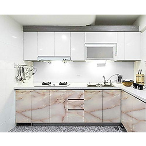 Teemall Self Adhesive Jade Look Marble Gloss Film Contact Paper Waterproof Shelf Liner Drawer Cabinet Sticker 15.6inch by 78inch