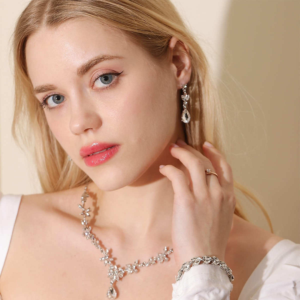 PRETOLE Bridal Jewelry Set Wedding Necklaces for Brides Prom Costume Jewelry Set for Women