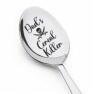 Dad's Cereal Killer Engraved Spoon Gift For Dad | Birthday | Anniversary | Christmas Stocking Stuffer | Engraved Stainless Steel 7 inches Teaspoon | Gift under $20
