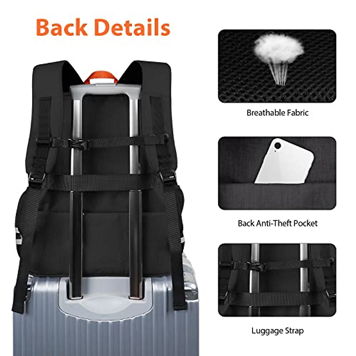 Ytonet Gym Backpack For Men Women, Travel Sports Track Backpack With Shoe Compartment USB Charging Port, Large Water Resistant Workout Laptop Backpack College Bag Fit 15.6 Inch, Camping, Black