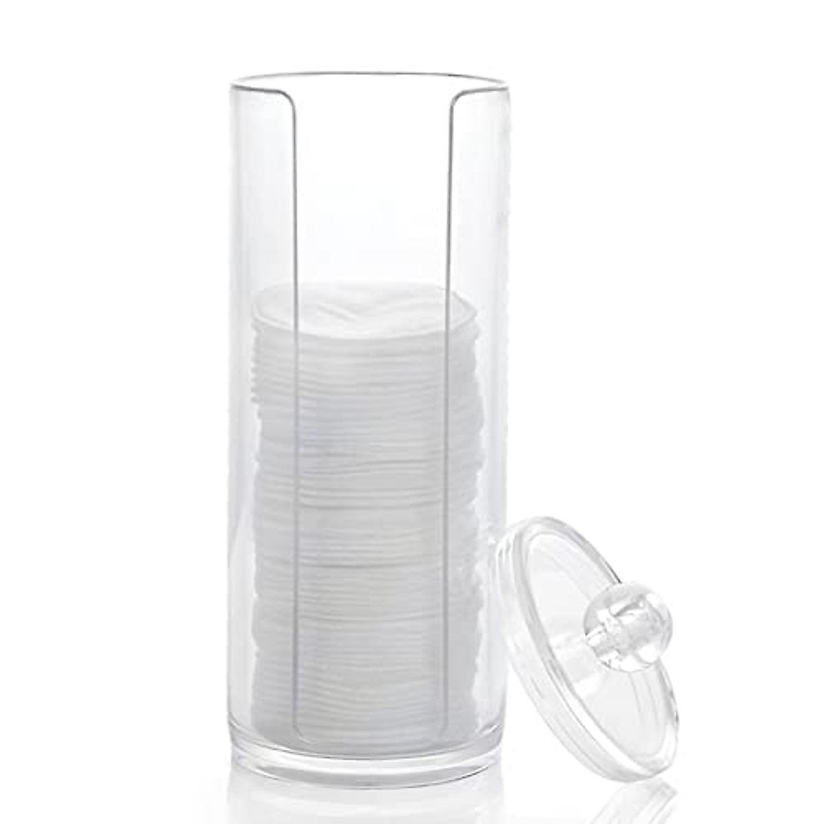 Typutomi 2pcs Cosmetic Cotton Pad Holder, Acrylic Clear Cotton Rounds Holder with Lid Cotton Pad Organizer Container Dispenser for Bathroom Vanity Countertop
