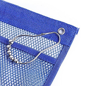 ALYER 6 Storage Pockets Hanging Mesh Shower Caddy,Space Saving Bathroom Accessories and Quick Dry Bath Organizer,Blue