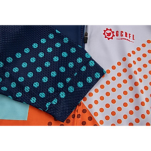 GCRFL Men's Cycling Jersey Set Road Bike Shorts Sleeves Jersey Zipper Pokcet Bib Shorts with Padded, Cycling Clothing kit Men (Navy, L)