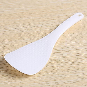 pizarra Kitchen Dotted White Plastic Flat Rice Scoop Paddle Meal Spoon