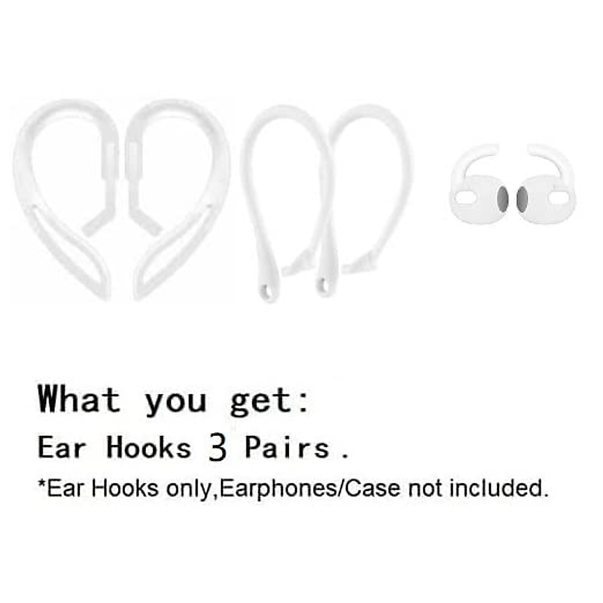 3 Pairs 3 Style Ear Hooks Compatible with AirPods 3 Accessories Compatible with AirPods 3 Earhooks Ear Hook,White/Clear A3