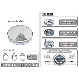 ZZK Pet Bowl pet Supplies six Grid Dog/cat pet Feeder timed Reminder Voice Dry and Wet Food LCD programmable Automatic Dispenser,A