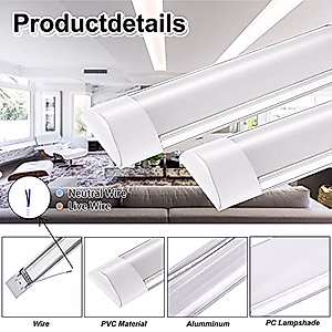 papasbox 10W LED Tube Light,1FT Led Shop Light Fixture,4000K Neutral White,11.81in 1200Lm LED Garage Closet Light Ceiling Light for Office Home Basement,No Plug,No Ground Wire