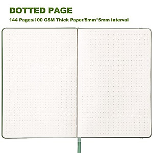 Dotted Notebook/Journal - Dot Grid Notebook, with 144 sheets, 8.4'' x 5.7'', 100 GSM Thick Paper, Elastic Closue, Inner Pocket, 2 Book Marks, Hard Cover, Great Cover Texture - Personal Organizer