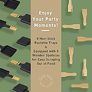 Indoor Grill, COKLAI Raclette Table Grill, 1500W Electric Grill Korean BBQ Grill with 2 in 1 Reversible Non-stick Plate, Cheese Raclette with 8 Trays & Wooden Spatulas, Wooden Base, New Model