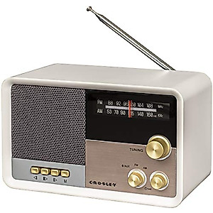 Crosley CR3036D-WS Tribute Vintage AM/FM Bluetooth Radio, White Sand