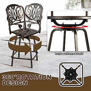 Grepatio Outdoor Cast Aluminum Swivel Bar Stools Set of 2, Patio Height Bartools Chairs, 2 Piece Patio High Dining Bistro Chairs for Garden Backyard (Without Cushion)