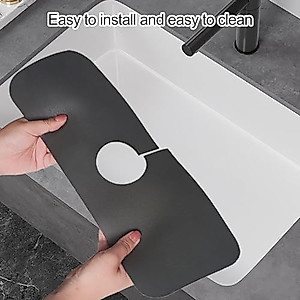 Tainrunse Quick-drying Pad for Wet Outdoor Areas Water-absorbing with Strong Surface Texture Kitchen Sink Splash Guard Non-slip Absorbent Mat Faucets Universal Black S