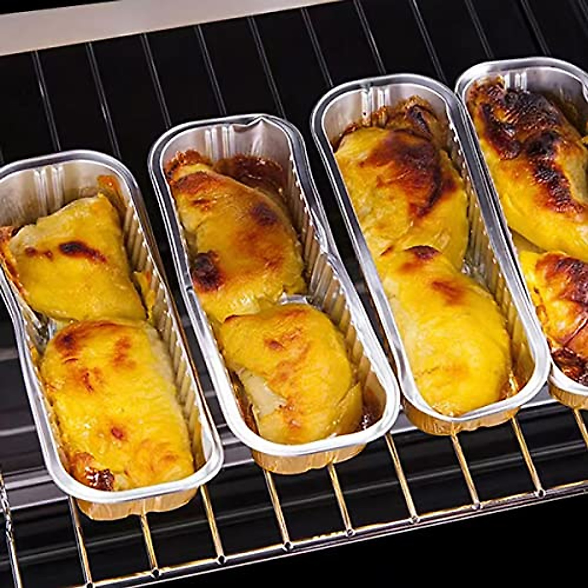MOACOCK 100 Pack Aluminum Mini Loaf Pans, Aluminum Foil Pans with Lid, 6.8oz Disposable Rectangle Baking Containers Muffin Baking Tins Mini Cake Pans, Pans/Lids/Spoons(Pink)