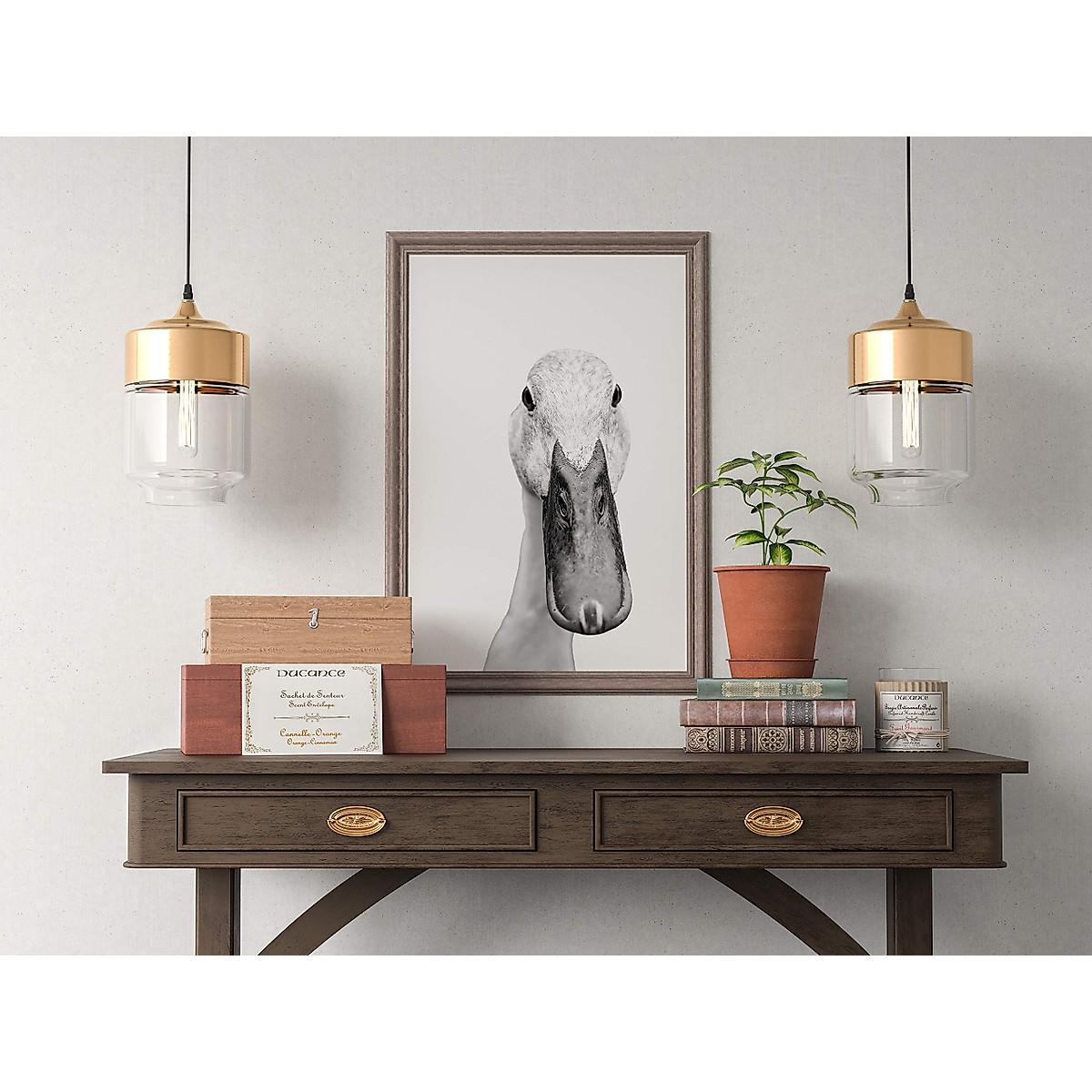 Black and White Cute Female Duck Portrait Print | Farm Animal Art For Children's Nursery | Rustic Farmhouse Duckling Kitchen Art | Country Home Wall Decor | 11x14 Ready to Frame | Bathroom Wall Art