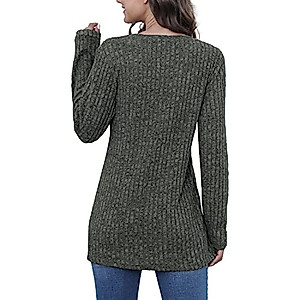 Fall Tops for Women Casual Crew Neck Long Sleeve Pullover Sweaters Green