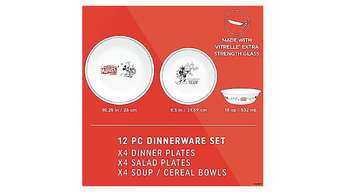 Corelle Mickey Mouse Dinnerware Set - Fun & Durable