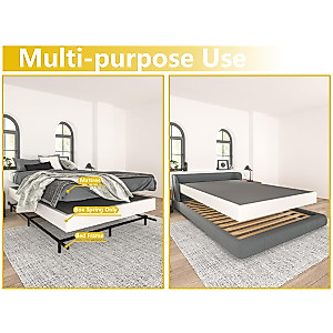 Vitverve Box Spring King, 7 Inch High Metal King Size Box Spring Only, Heavy Duty Mattress Foundation with Fabric Cover, Easy Assembly, Quiet Noise Free, Non Slip, Black