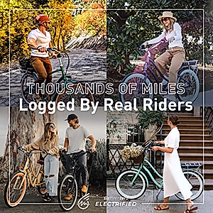 sixthreezero EVRYjourney Women's Electric Bike, 7-Speed Step Through Beach Cruiser eBike Bicycle, 250 Watt Motor, 26 Inch Wheels, Teal