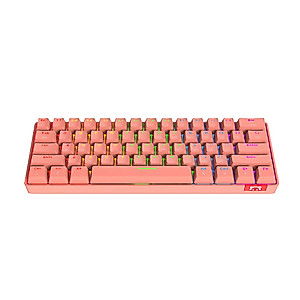 EPOMAKER Ajazz STK61 61 Keys Bluetooth 5.0 Wired/Wireless Mechanical Keyboard with 12 Backlits, Type C Cable, Compatible with Win/Android/MacOS/iOS for Game/Office (Mechanical Red Switch, Pink)