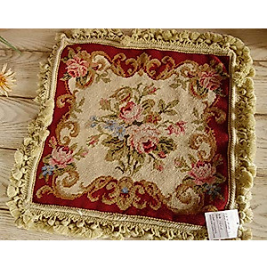 16" Home D�cor Pillow French Country Chic Shabby Handmade Needlepoint Pillow Cover