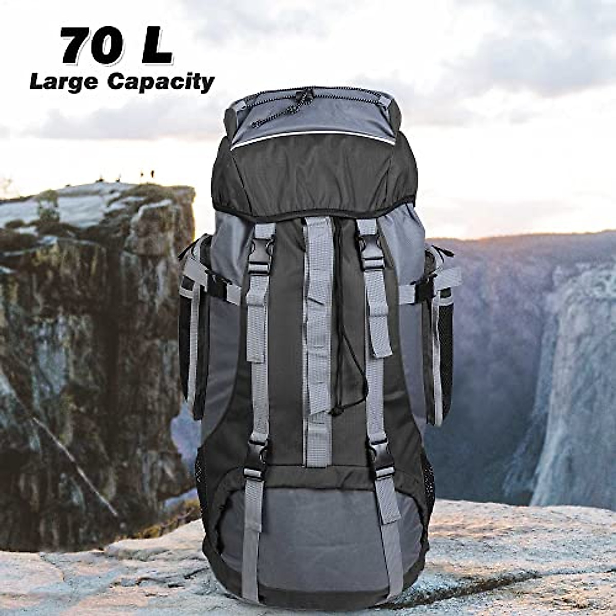 AW Outdoor 70L Sports Hiking Camping Backpack Travel Mountaineering Shoulder Bag Rucksack Large Black