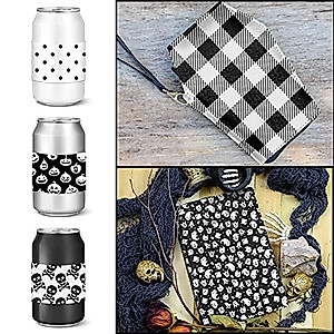 Whaline Halloween Faux Leather Sheets 8 x 12 Inch Pumpkin Ghost Cat Spider Web Synthetic Leather Fabric Glittery Black Silver White Faux Leather for Halloween DIY Craft Earring Hair Bow, 12 Sheet