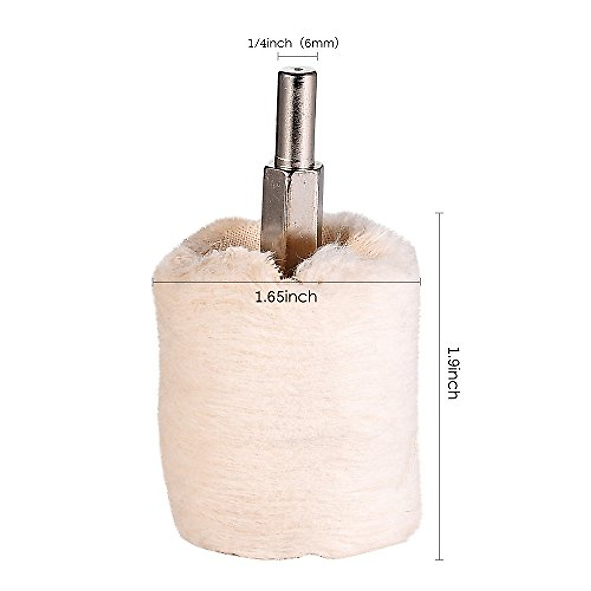 SCOTTCHEN Cotton Buffing Polishing Wheel for Drill White Flannelette Cone/Column/Ball/T-Shaped Pad with 1/4" Handle for Polishing Mag Rims, Aluminum, Chrome, Stainless 4Pcs