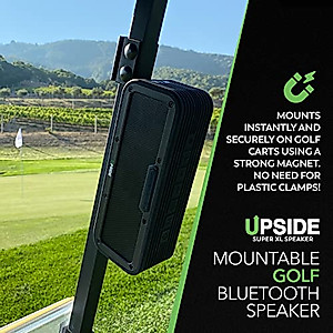 Upside Golf Magnetic Bluetooth Speaker for Golf Cart - Super XL PRO Waterproof Sound System - Mountable Golf Cart Speaker - Awesome 120+ Foot Wireless Range - Rechargeable 15 HR Battery Life
