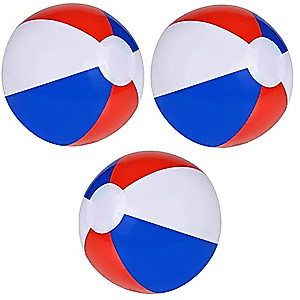 The Dreidel Company Inflatable Patriotic Beach Balls US Flag Design for Swimming Pool Party, Birthday, Summer Fun Toy, 12" Inch (6-Pack)