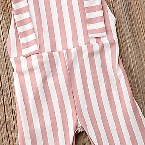 Toddler Baby Girl Stripes Bell-Bottom Jumpsuit Romper Overalls Long Pants Outfits (4-5 Years, Brown Pink)