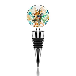 Watercolor Giraffe Decorative Wine Stopper Zinc Alloy Wine Bottle Stoppers Plug Gifts for Bar Kitchen Holiday