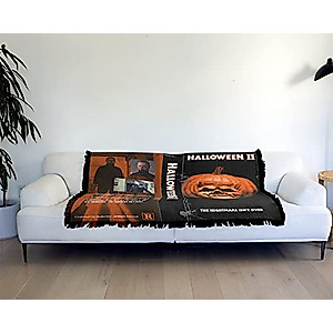 LOGOVISION Halloween Ii Blanket, 50"x60" Halloween 2 VHS Woven Tapestry Cotton Blend Fringed Throw Blanket