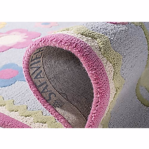 SAFAVIEH Kids Collection Accent Rug - 4' x 6', Blue & Multi, Handmade Floral Wool, Ideal for High Traffic Areas in Entryway, Living Room, Bedroom (SFK311A)