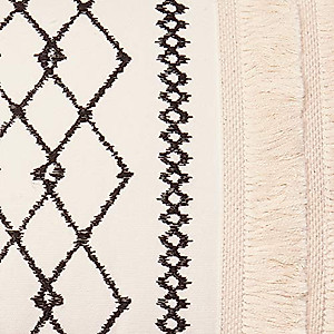 INK+IVY Bea Mid Century Modern Cotton Oblong Decorative Pillow Sofa Cushion Lumbar, Back Support, 12" x 20", Geometric Embroidery Ivory, II30-998