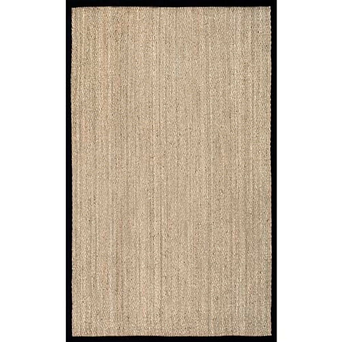 nuLOOM 4x6 Elijah Seagrass Area Rug, Black, Solid Farmhouse Style, Cotton Bordered, Basketweave, Natural Fiber, For Bedroom, Dining Room, Living Room, Hallway, Office, Kitchen, Entryway