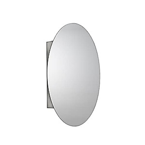 Croydex Davenport Oval, Recessed or Surface Mount, Hang 'n' Lock Easy Installation Medicine Cabinet, 21W x 31H, Aluminum