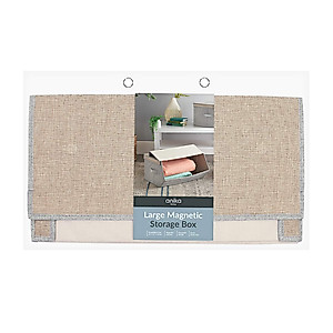 Anika 66819 Stackable Storage Box with Magnetic Secured Lid-25x35x50cm-Cream, Canvas, Cream, Large
