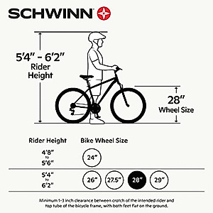 Schwinn Discover Adult Hybrid Bike for Men and Women, 700c Wheels, 21-Speeds, 17-Inch Aluminum Step-Through Frame, Front and Rear Fenders, Rear Cargo Rack, White