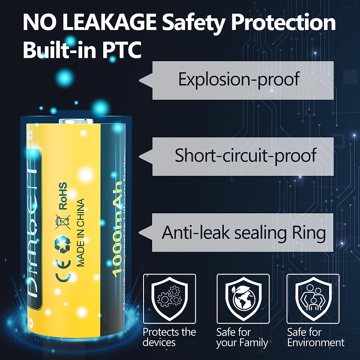 Dimbeit CR2 3V Lithium Battery 1000mAh, 3 Volt Range Finder Battery, Long Lasting Power, 6 Pack High Performance cr2 Battery with 10 Years Shelf Life for Rangefinder, Flashlight, Alarm Systems, Mini55