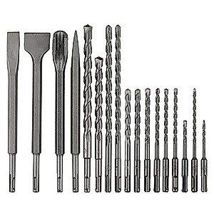 COMOWARE Rotary Hammer Drill Bits Set & Chisels- SDS Plus Concrete Masonry Hole Tool 17pcs with Storage Case