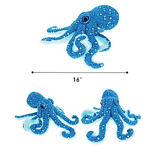 DolliBu Blue Octopus Stuffed Animal - Wild Collection Sea Animal Plush Gift for Kids, Realistic Plush Sea Critters, Cute Stuffed Octopus Sea Creature Toy for Boys and Girls - 16 Inches