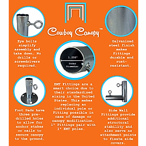 10' x 20' Slope, Lean-to Canopy Fittings Kits, DIY Metal Carport Frame Parts, 1" EMT