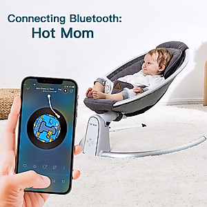 Hot Mom NEW Baby Swing Bluetooth and Intelligence Timing Electric Baby Rocker Multiple Gears Seat Adjustment & Baby Chair(Dark Grey)