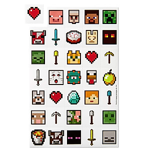 Hallmark Valentines Day Cards for Kids and Mailbox for Classroom Exchange, Minecraft (1 Box, 32 Valentine Cards, 35 Stickers, 1 Teacher Card)