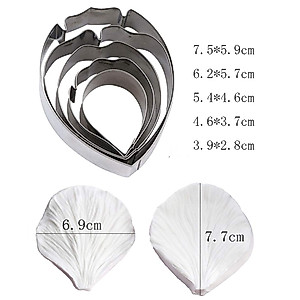 KALAIEN 5pcs Stainless Steel Peony Cutter 2pcs Fondant Silicone Mold Gumpaste Peony Sugarcraft Flower Veining Mold Veiner Petal Making Tool