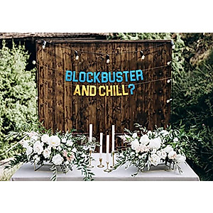 Block Buster and Chill Glitter Banner - Funny Throwback 90's and 80's Theme Party Decoration, Favors & Supplies